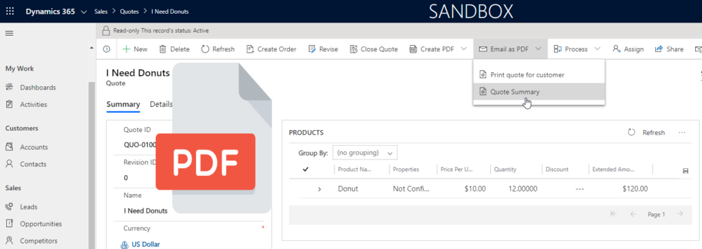 Send and Generate PDF from Quote - Allan Insights